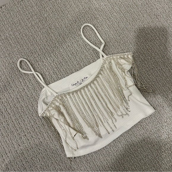Emma & Sam | Tops | Emma Sam Rhinestone Fringe Cropped Tank Top | Poshmark